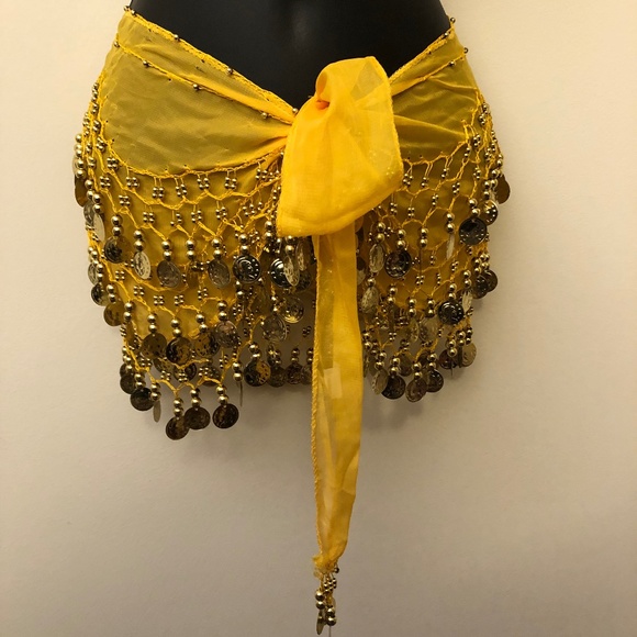 Accessories | Yellow With Gold Coin Hip Sash | Poshmark